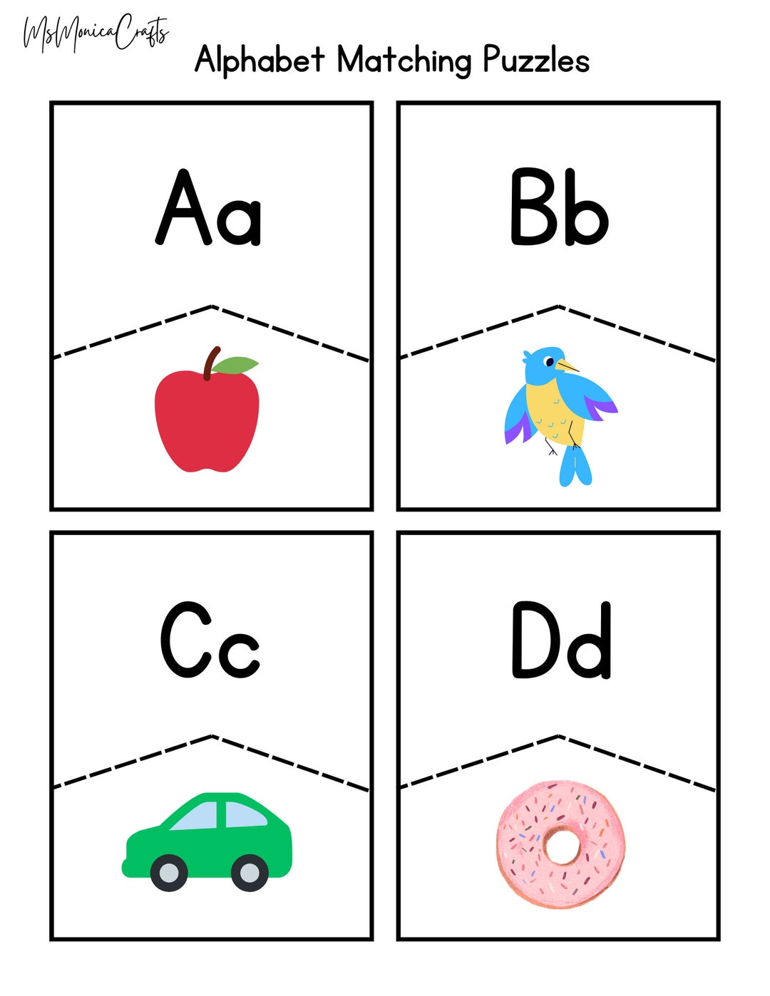 Alphabet Matching Puzzles; Preschool Educational Worksheets; Preschool ...