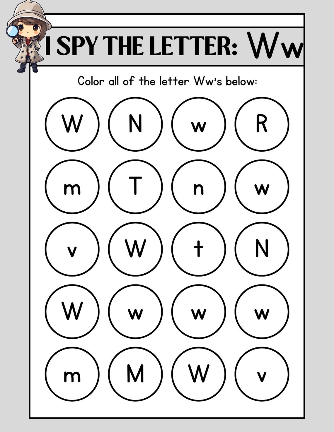 Kindergarten I Spy Worksheet: Alphabet Learning (PDF File) - Etsy