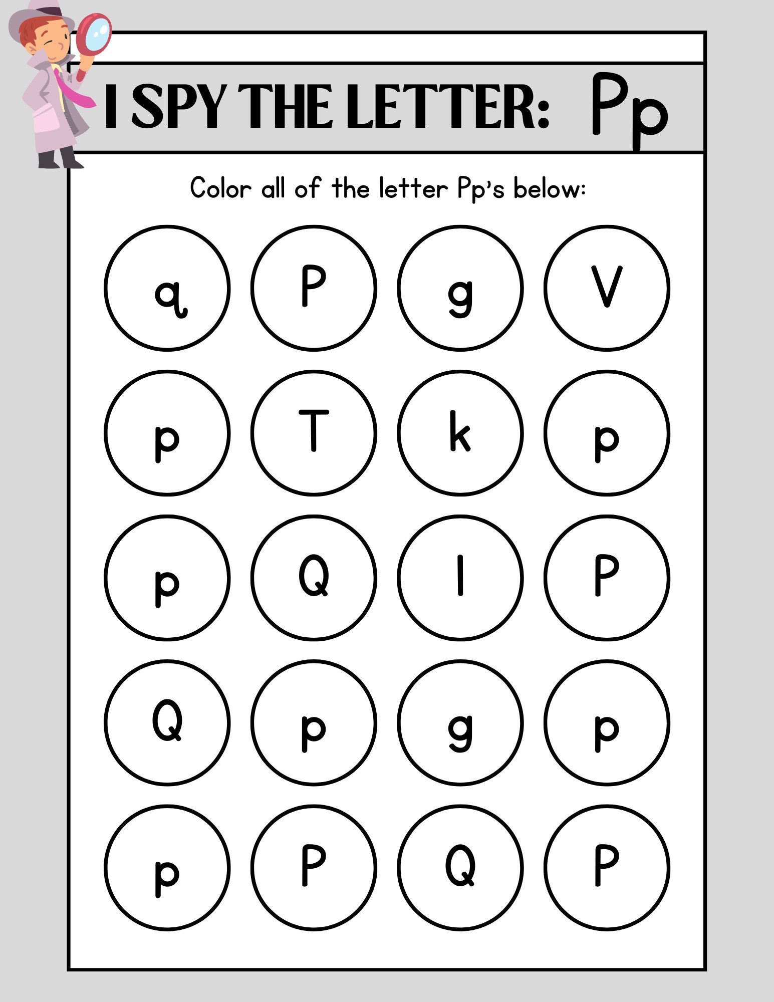 Kindergarten I Spy Worksheet: Alphabet Learning (PDF File) - Etsy