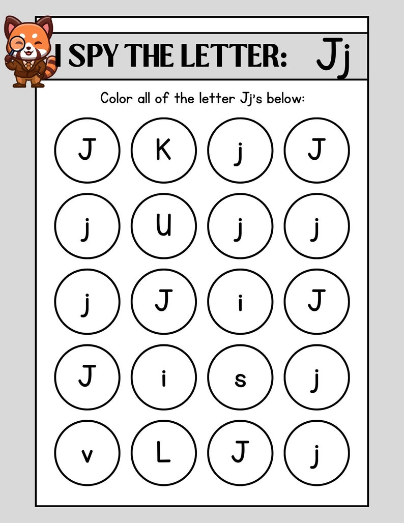 Kindergarten I Spy Worksheet: Alphabet Learning (PDF File) - Etsy