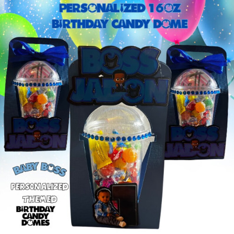 Personalized Dome Cup Party Favor; Boss Boy Candy Dome Holder; Boss ...
