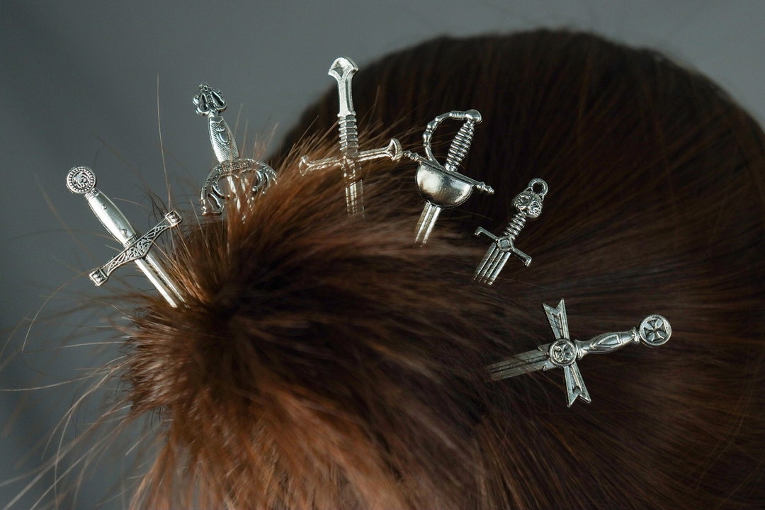 Handmade REVERSIBLE Warrior Sword Hair Stick, Sword Hair Pin, Gothic ...