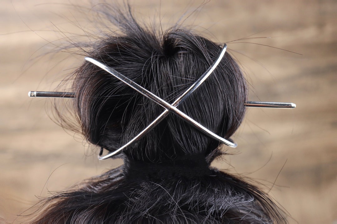 Minimalist Metal Hair Bun Holder & Maker, Gold/silver Bun Cage With ...