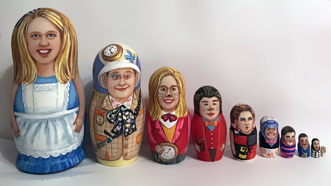 Custom Nesting Doll 10-pieces, Alice in Wonderland Dolls Party ...