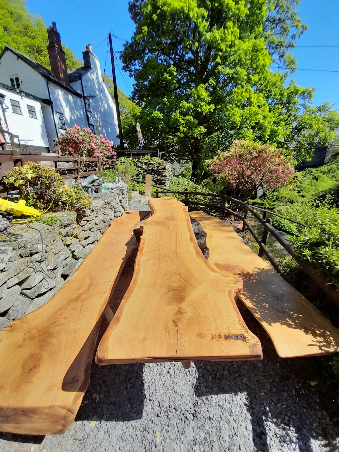 Oak Slab Pub Bench - Etsy