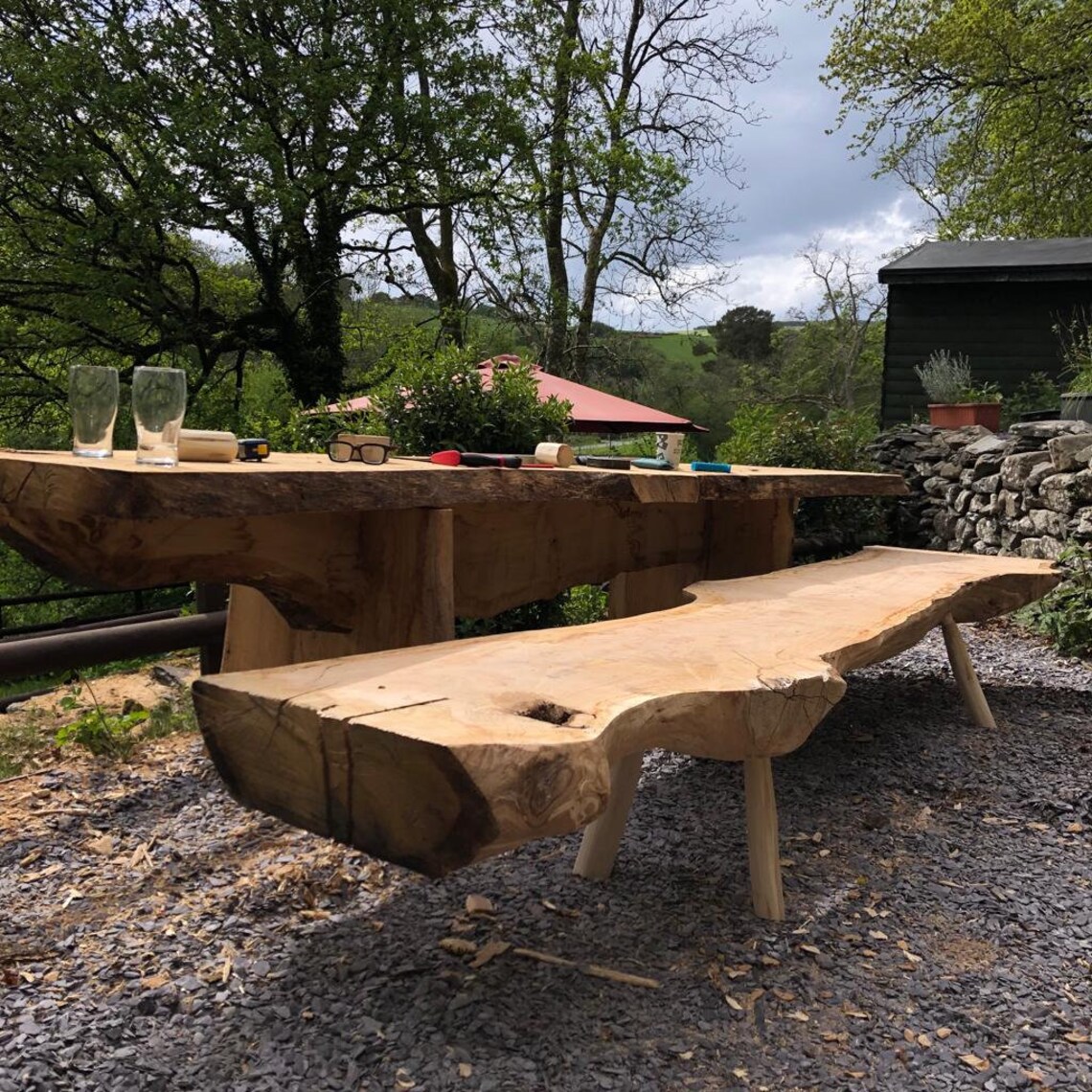 Oak Slab Pub Bench - Etsy