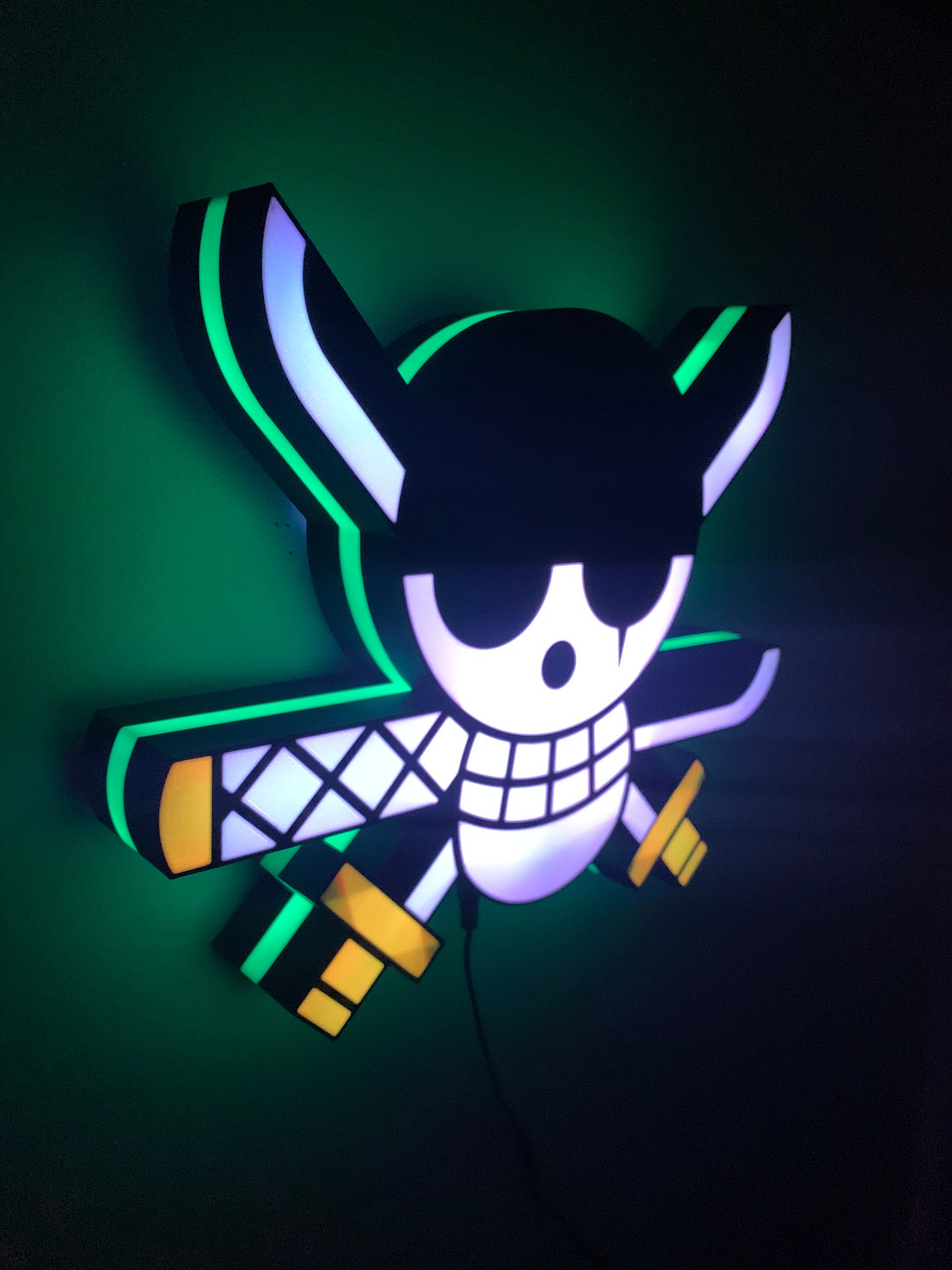 Custom Jolly Roger 3D Printed LED Sign Swordsman Pirate Free Gift ...