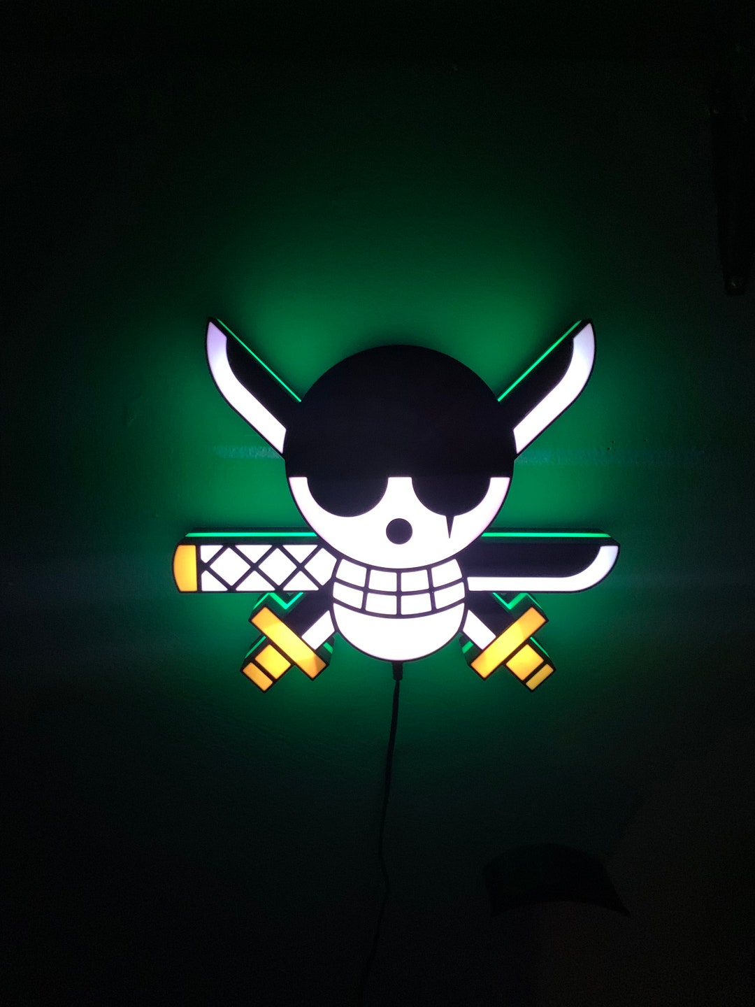 Custom Jolly Roger 3d Printed Led Sign Swordsman Pirate Free T Included Etsy