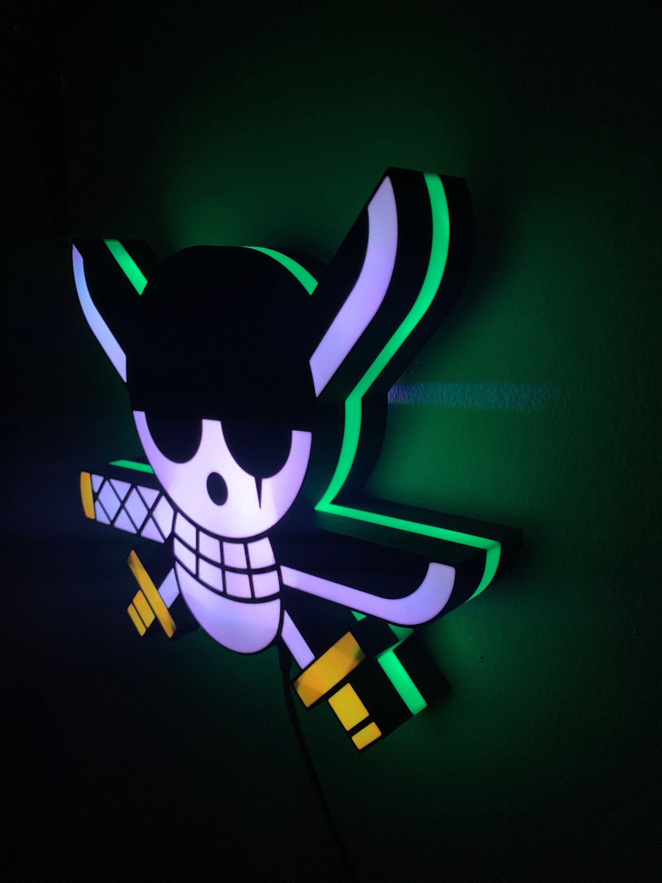 Custom Jolly Roger 3D Printed LED Sign Swordsman Pirate Free Gift ...