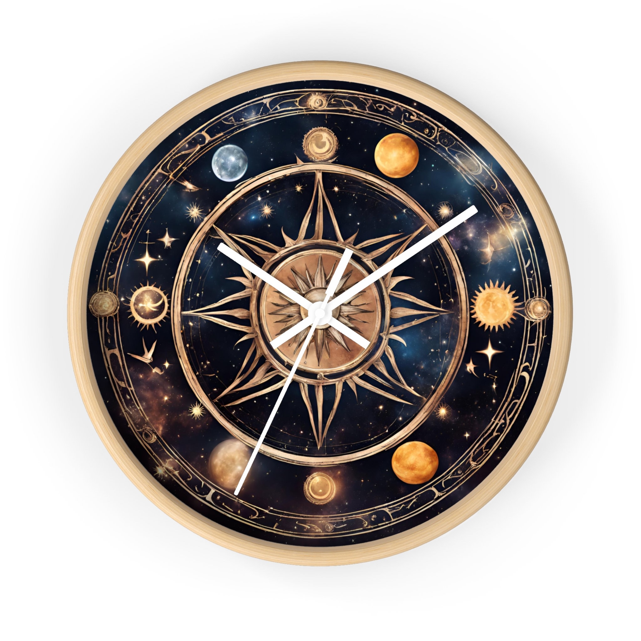 Moon Phases Solstice Star Wall Art Clock Lunar Cycle Galaxy Astronomy ...