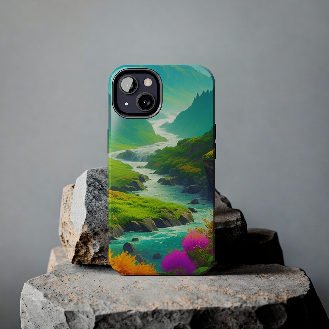 River Mountain Valley Spring Flower Phone Case | Outdoor Grassy Banks ...