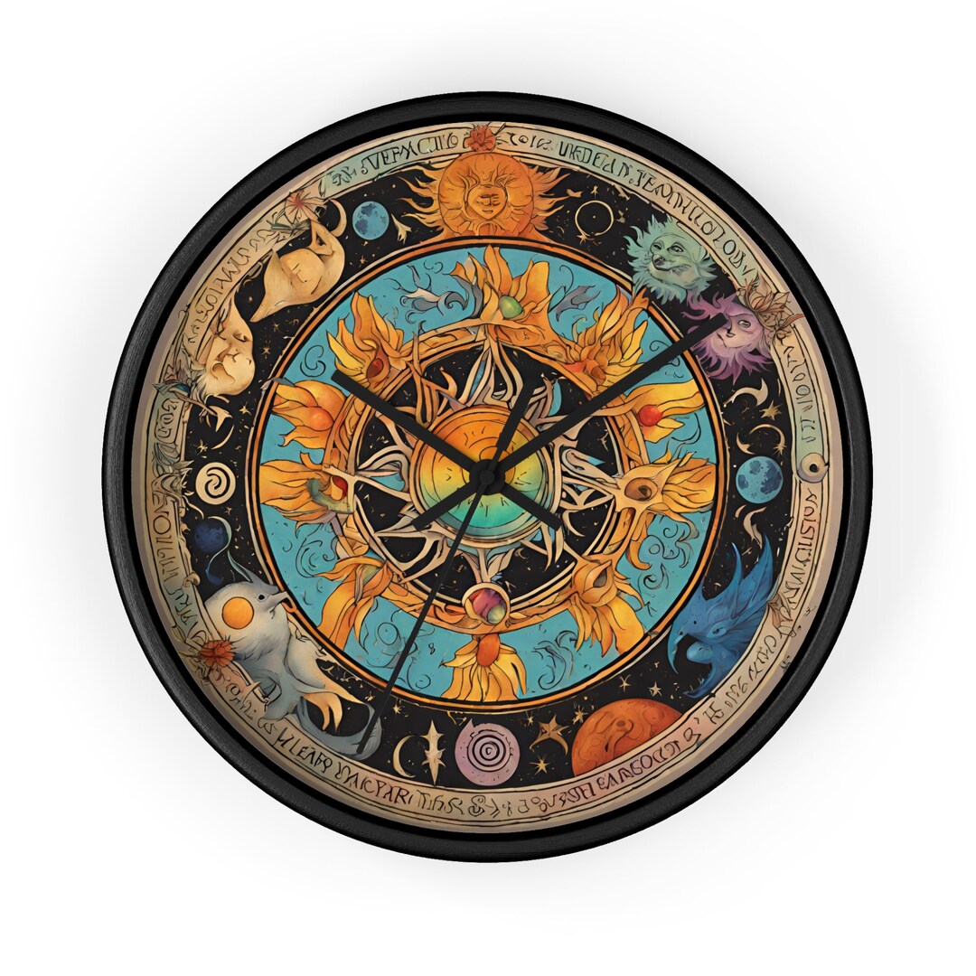 Sun Collage Wall Art Clock | Celestial Solstice Astronomy Wiccan ...