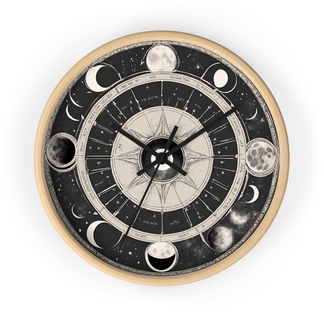 Moon Phases Wall Art Clock Lunar Cycle Astronomy Wall Hanging Home ...