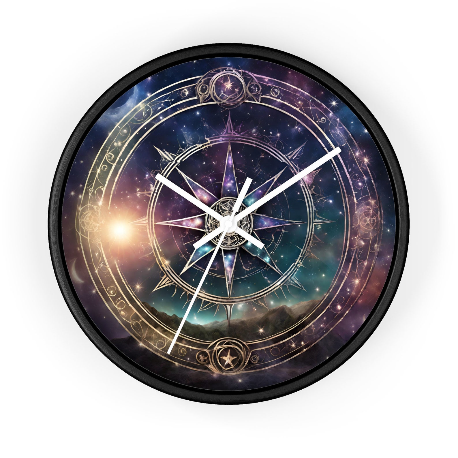 Solstice Star Wall Clock Aurora Borealis Galaxy Astronomy Wall Hanging ...