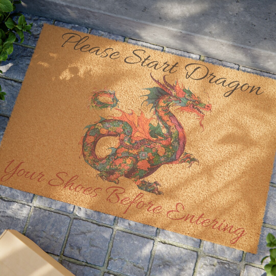 Dragon Doormat Majestic Flower Pattern Japan Lovers Gift Floral Serpent ...