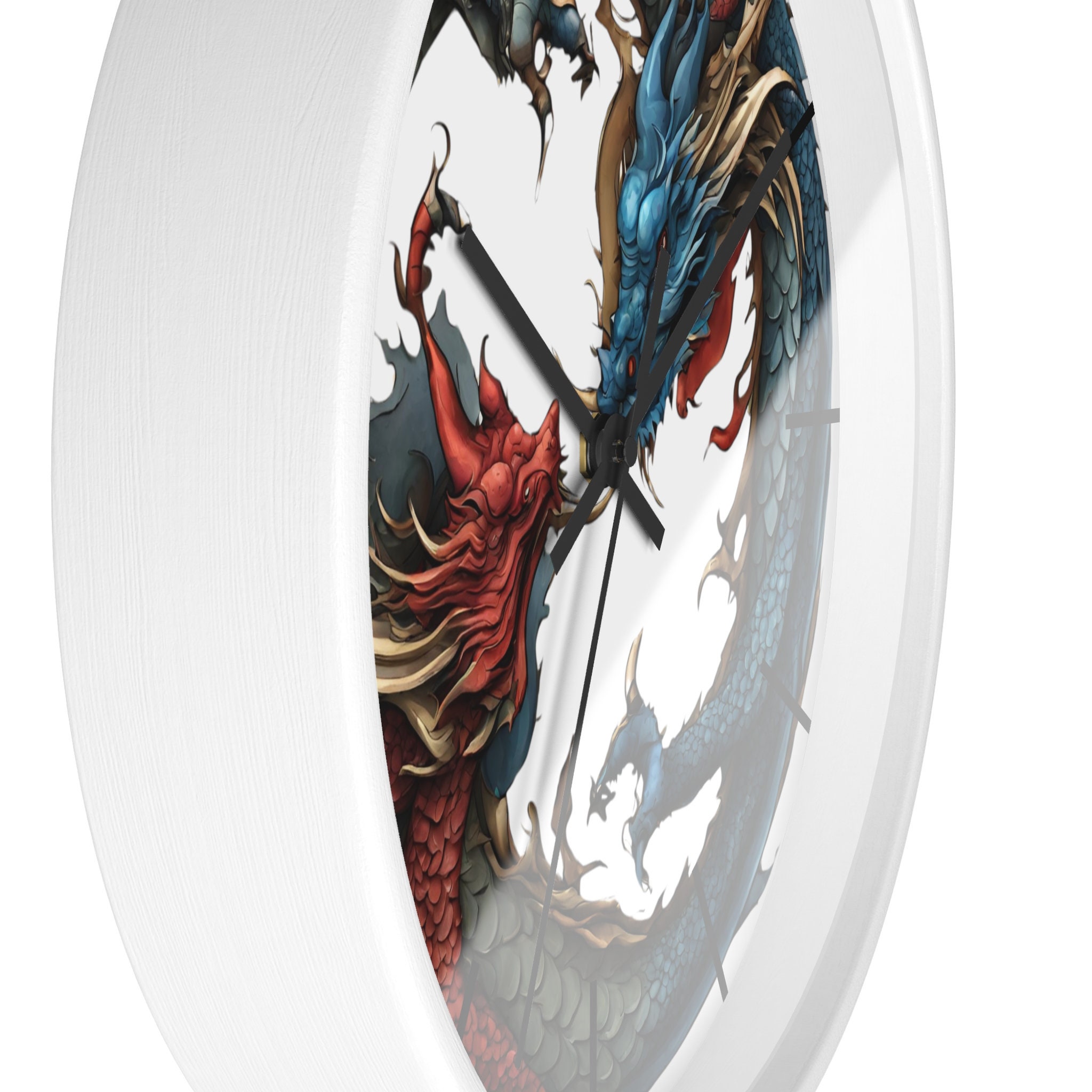 Dragon Clock Serpent Yin Yang Wall Decor Dueling Dragons Home Office ...