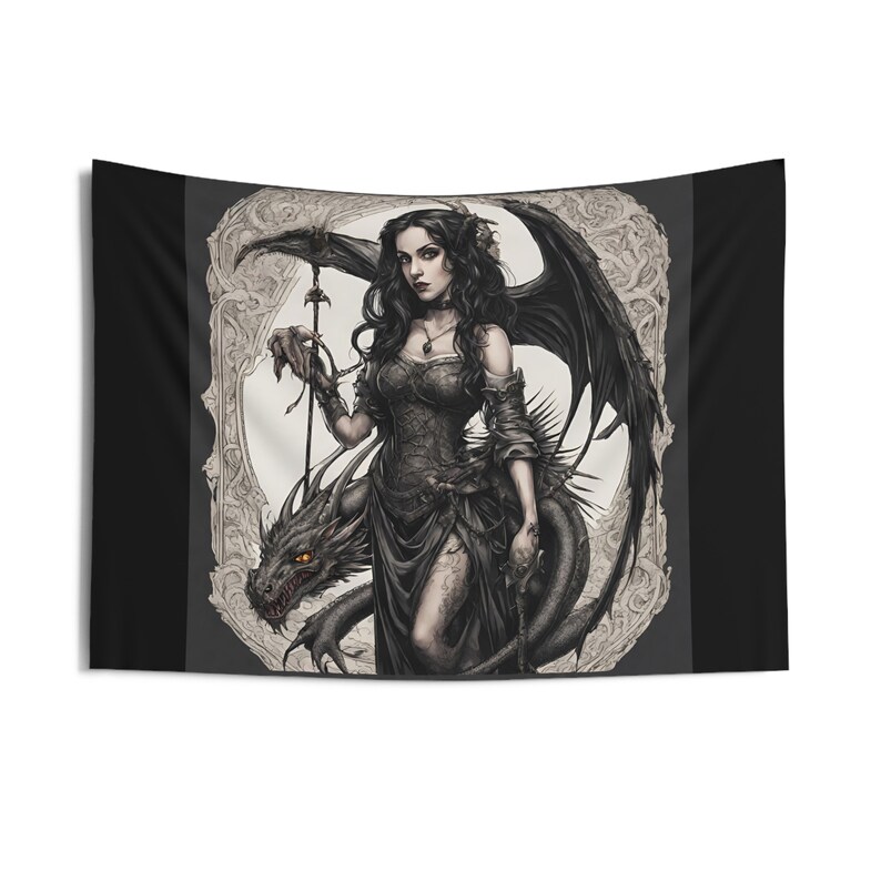 Evil Serpent Dragon Tapestry, Gorgeous Beast Wall Hanging, Winged ...