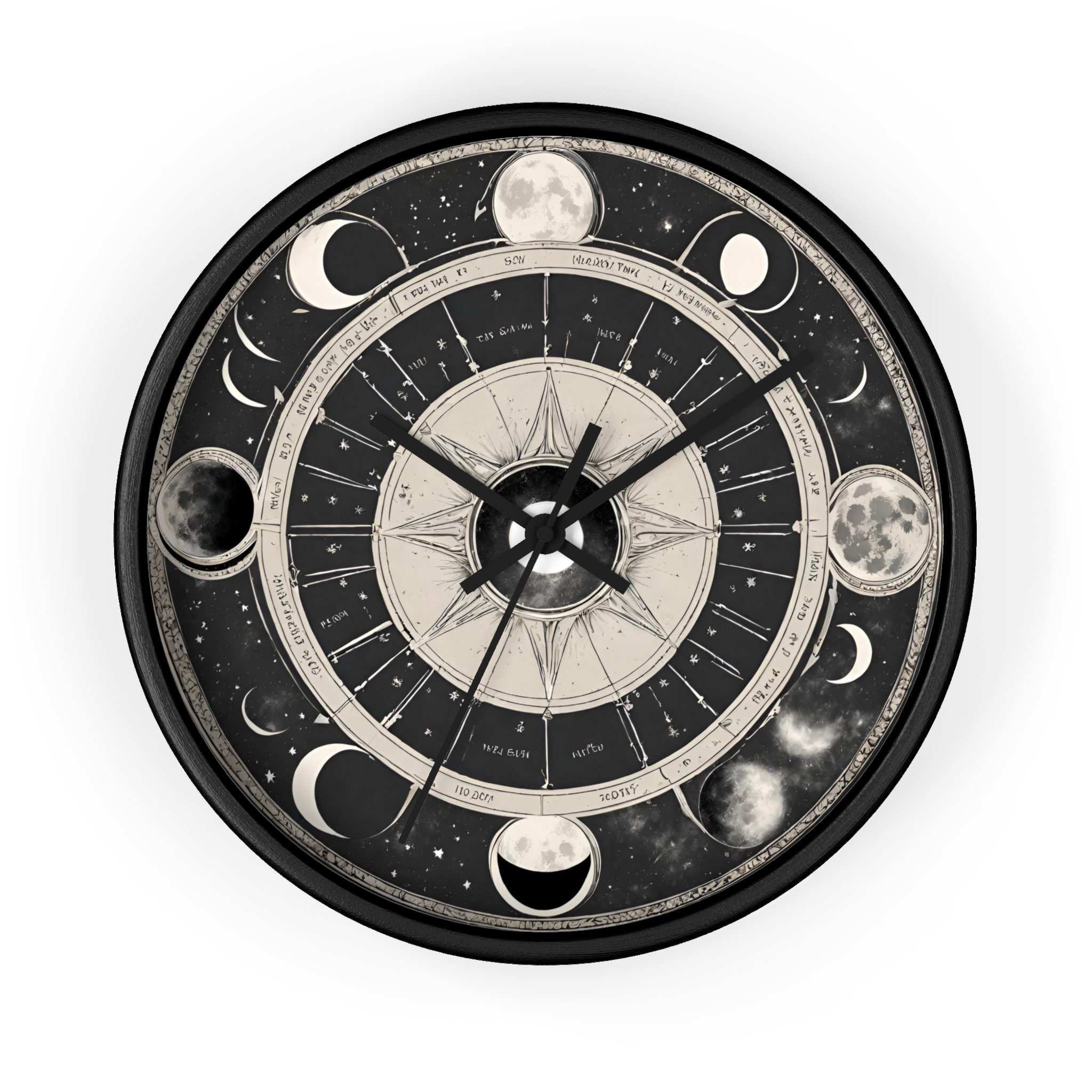 Moon Phases Wall Art Clock Lunar Cycle Astronomy Wall Hanging Home ...