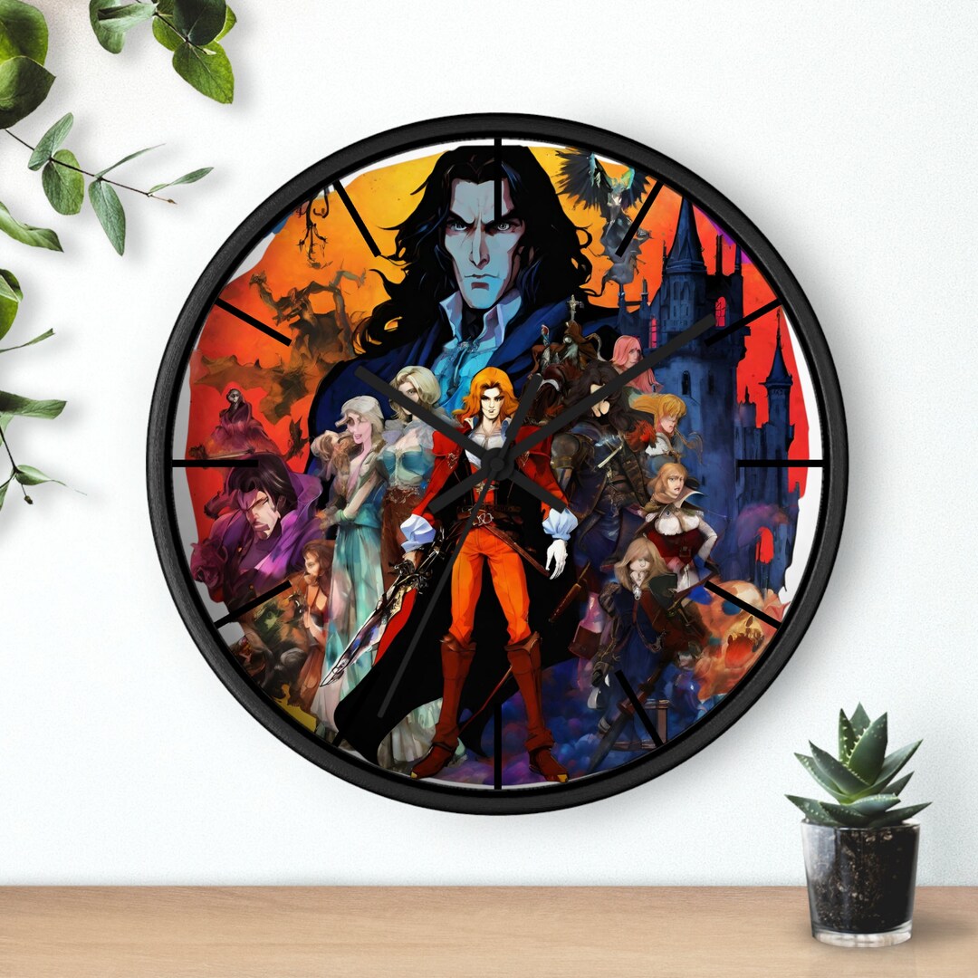 Castlevania Inspired Wall Art Clock Dracula Castle Moon Abstract ...