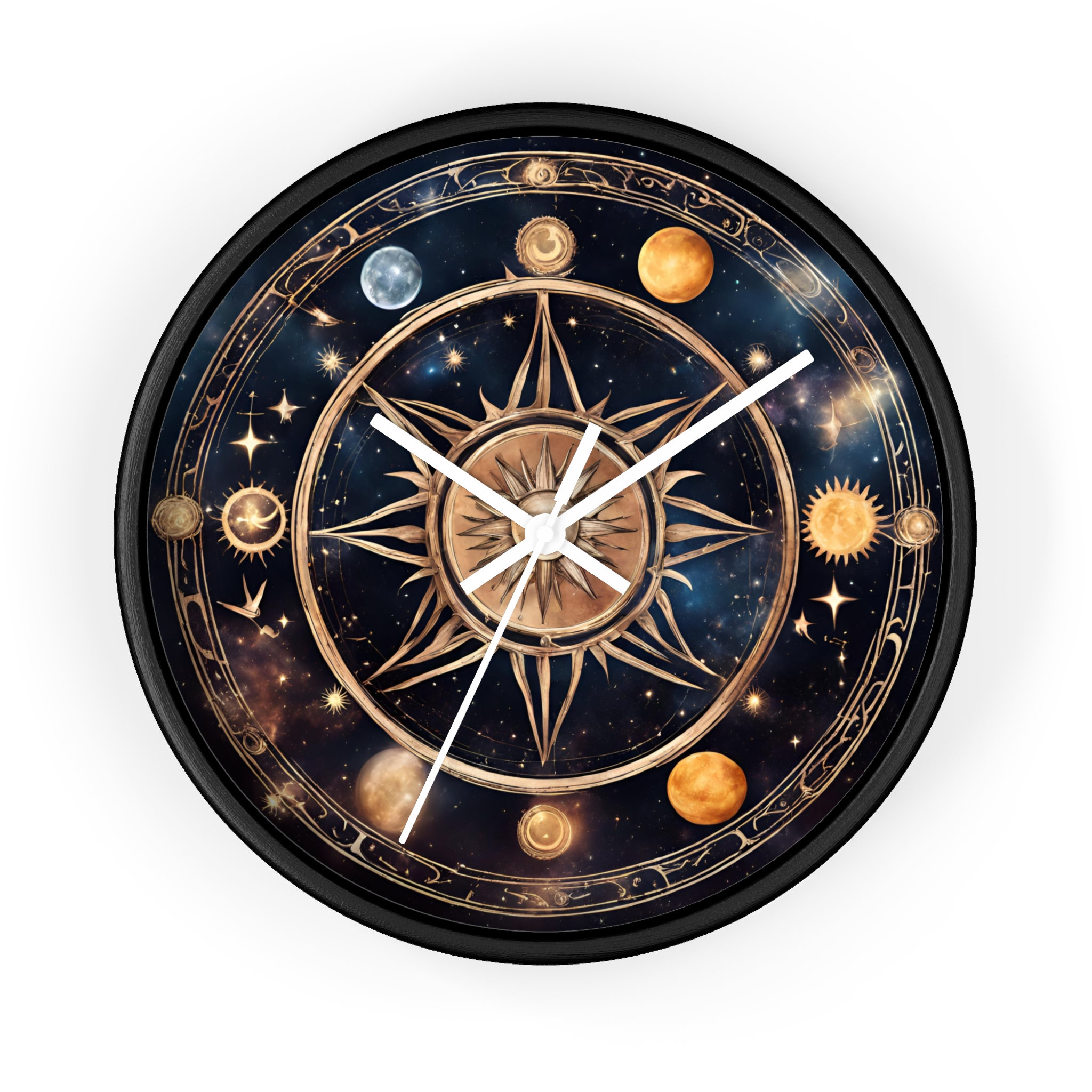 Moon Phases Solstice Star Wall Art Clock Lunar Cycle Galaxy Astronomy ...