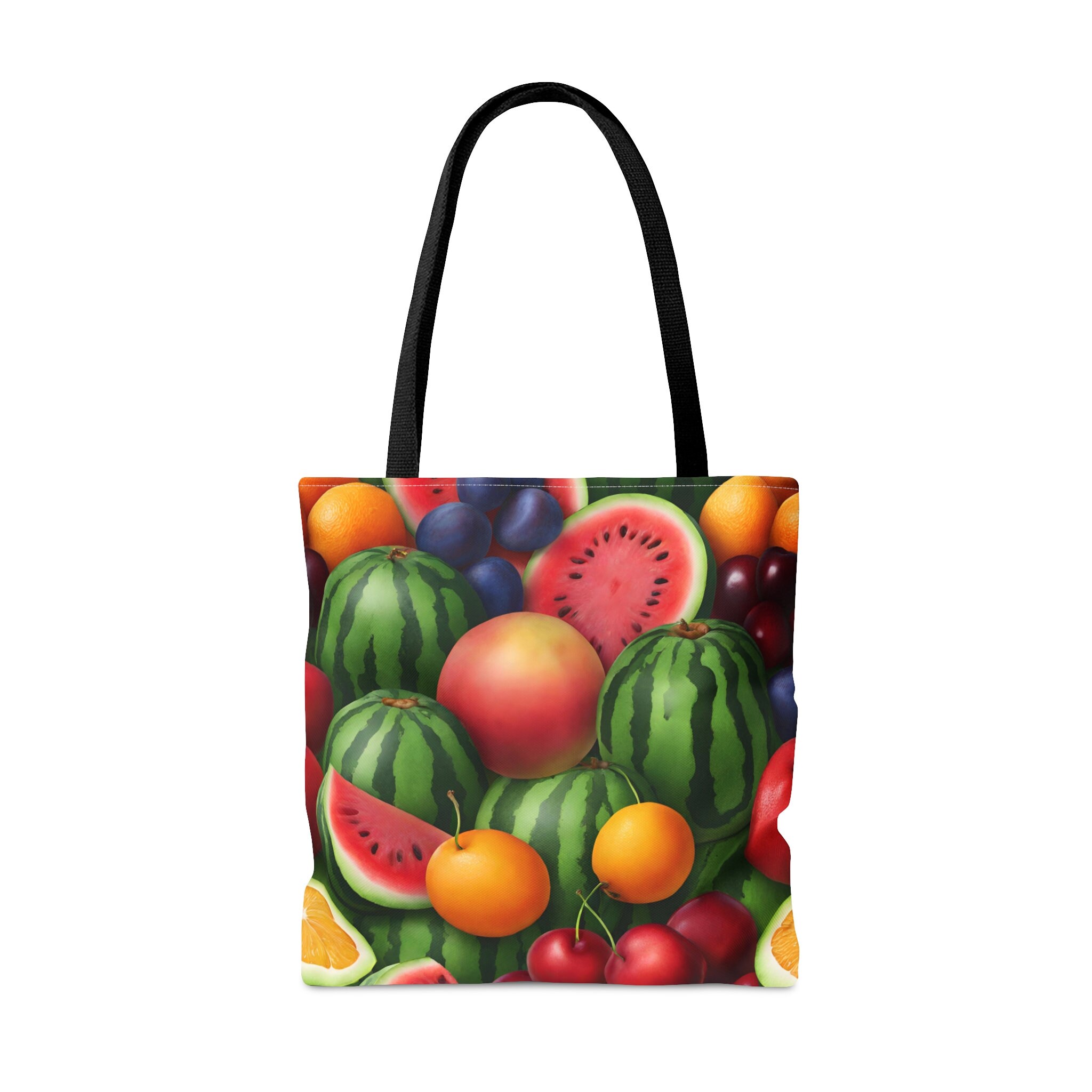 Summer Fruits Tote Bag, Orange Watermelon Plums Cherries Travel ...