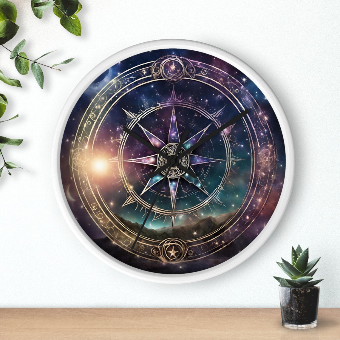 Solstice Star Wall Clock Aurora Borealis Galaxy Astronomy Wall Hanging ...