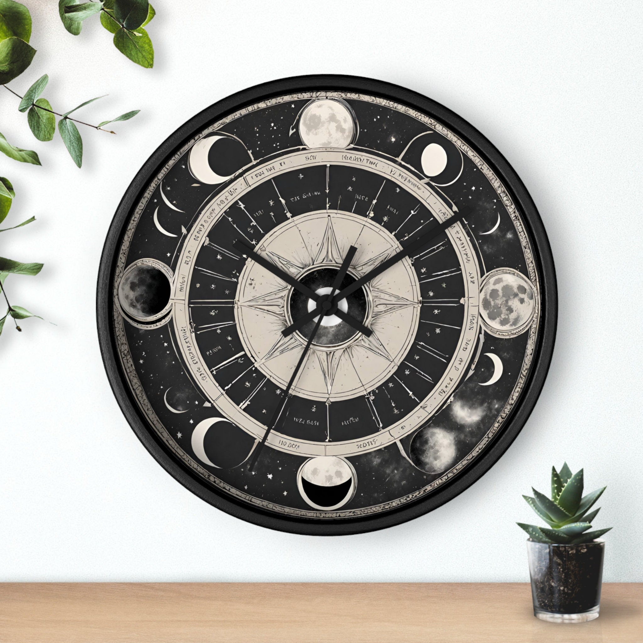 Moon Phases Wall Art Clock Lunar Cycle Astronomy Wall Hanging Home ...