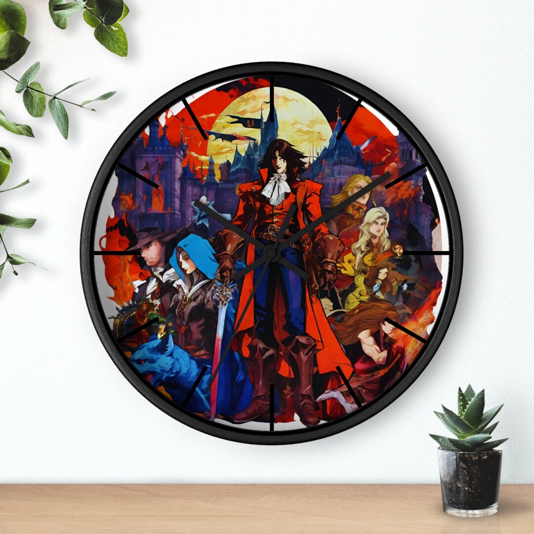 Castlevania Inspired Wall Art Clock Dracula Castle Moon Abstract ...