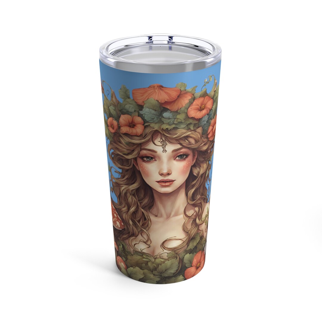 Flower Fantasy Maiden Girl Tumbler, Mushroom Flowered Garden Princess ...