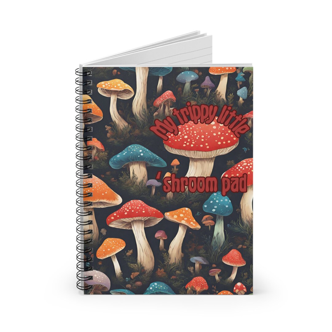 Hippies 70's Style Mushrooms Notebook Trippy Color Toadstools Students ...
