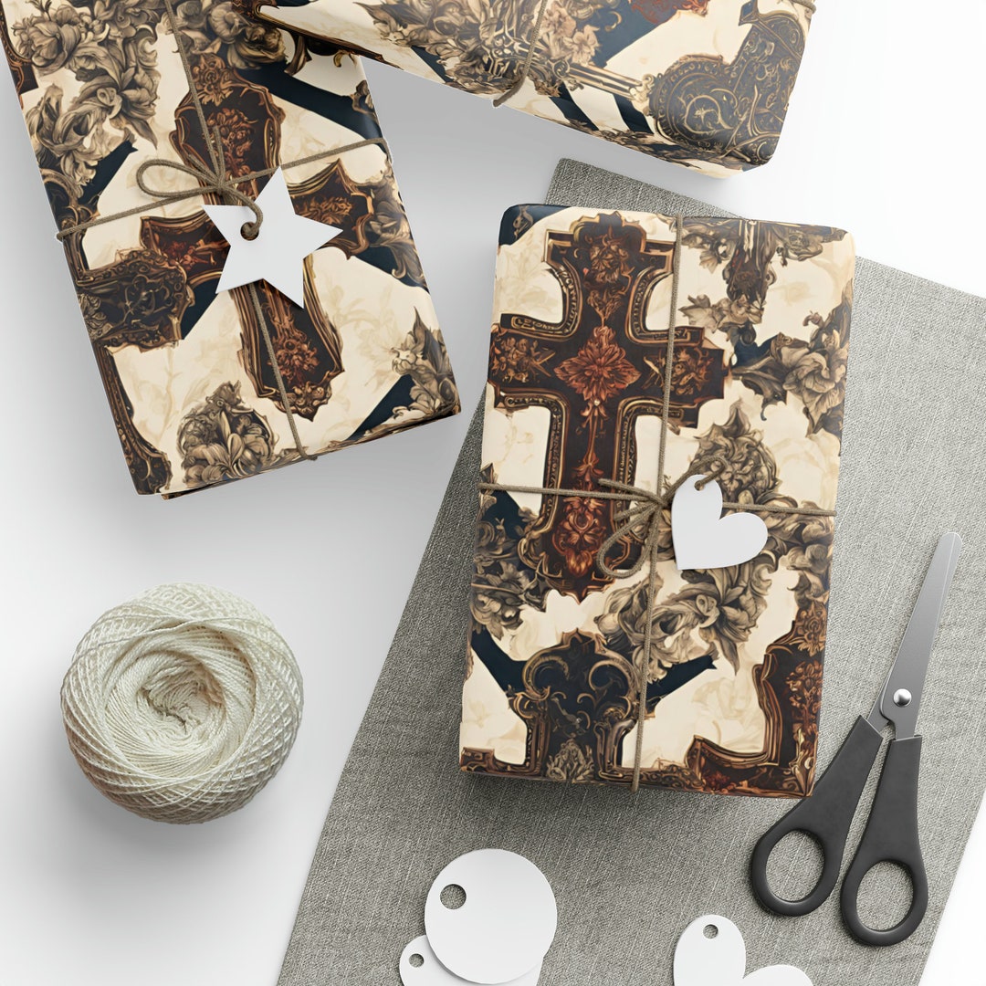 Beautiful Wrapping Paper, Cross Gift Wrap, Christmas Holiday Paper ...