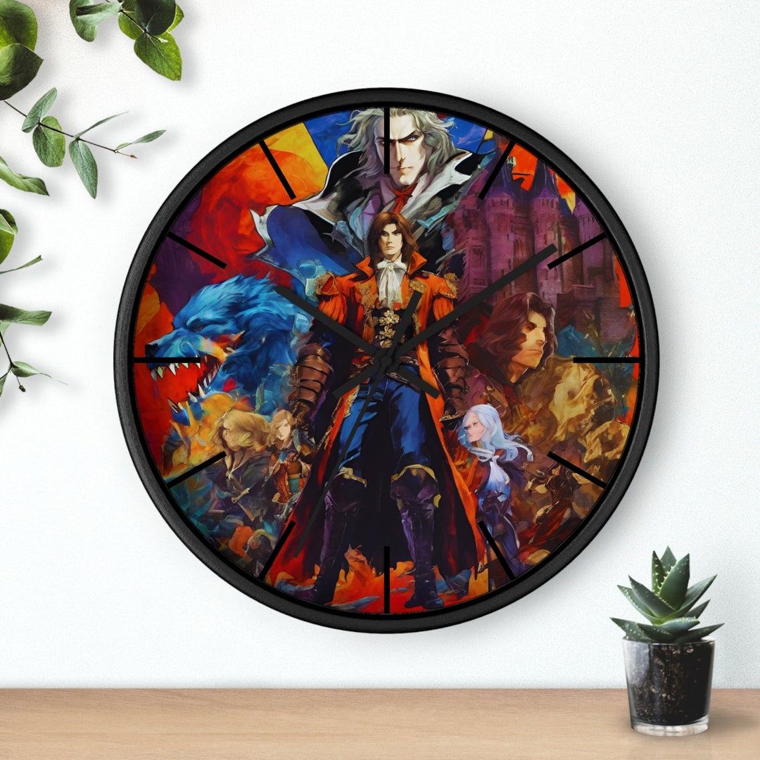 Castlevania Inspired Wall Art Clock Dracula Castle Moon Abstract ...