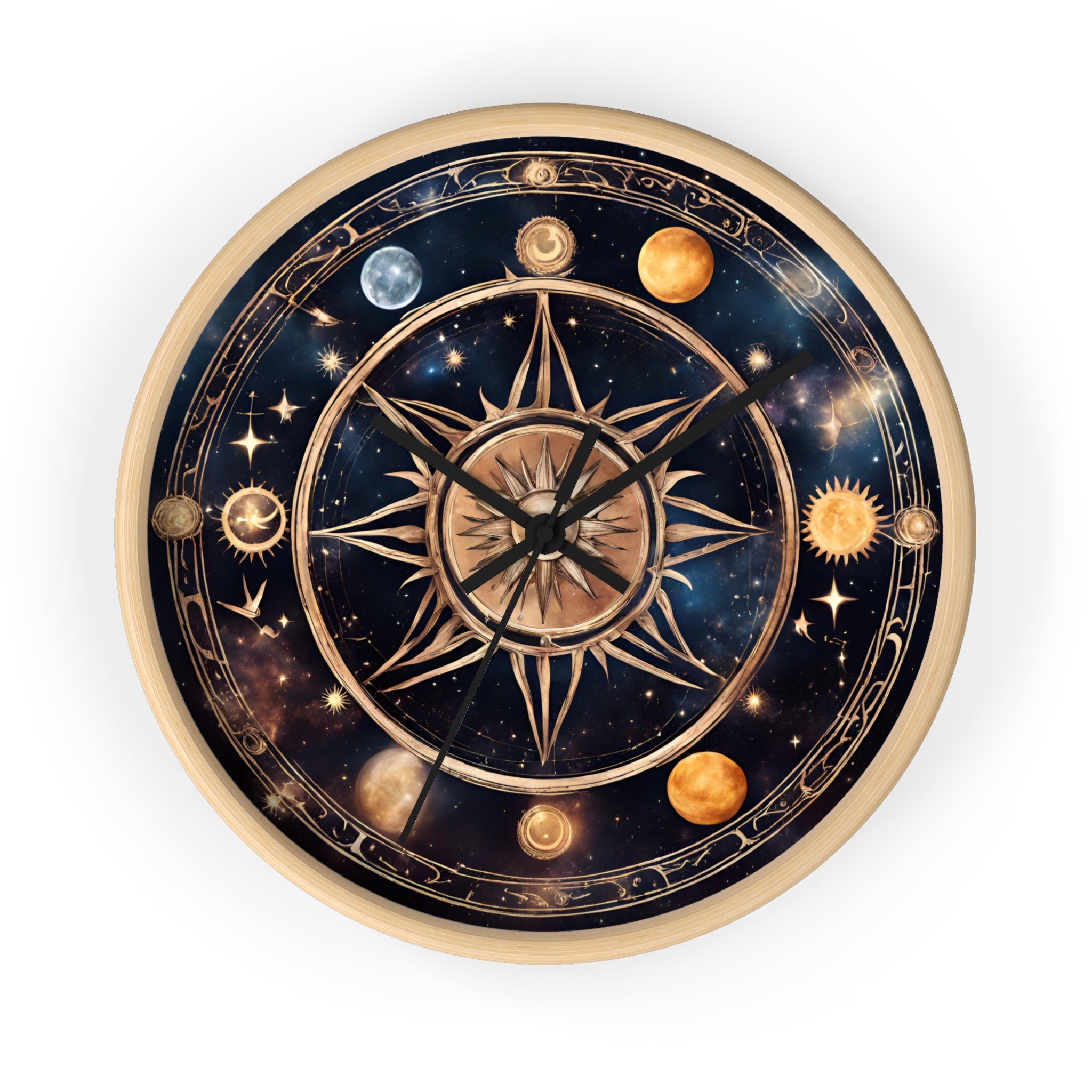 Moon Phases Solstice Star Wall Art Clock Lunar Cycle Galaxy Astronomy ...