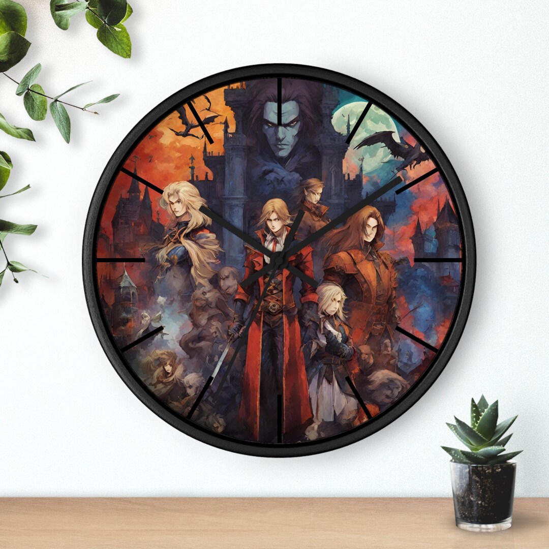 Castlevania Inspired Wall Art Clock Dracula Castle Moon Abstract ...