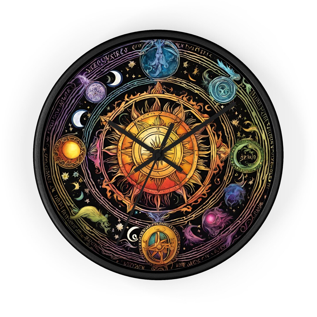 Sun Collage Wall Art Clock Celestial Solstice Astronomy Wiccan Hanging ...