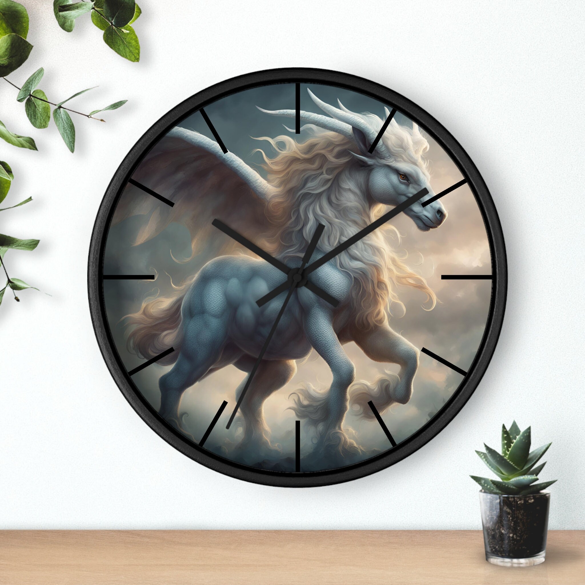 Majestic Myths Art Clock Pegasus Horned Winged Horse Wall Hanging ...