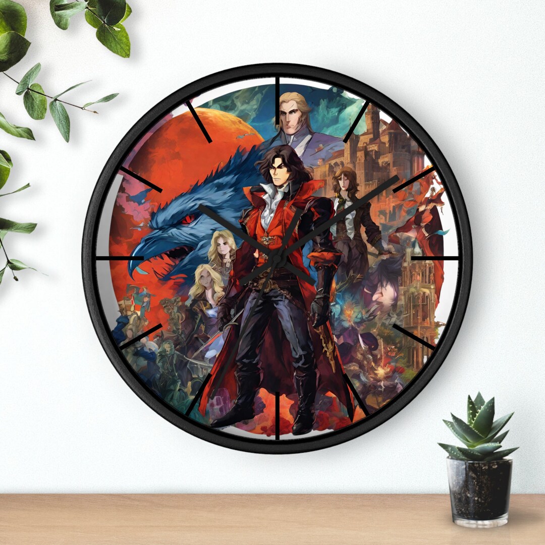 Castlevania Inspired Wall Art Clock Dracula Castle Moon Abstract ...