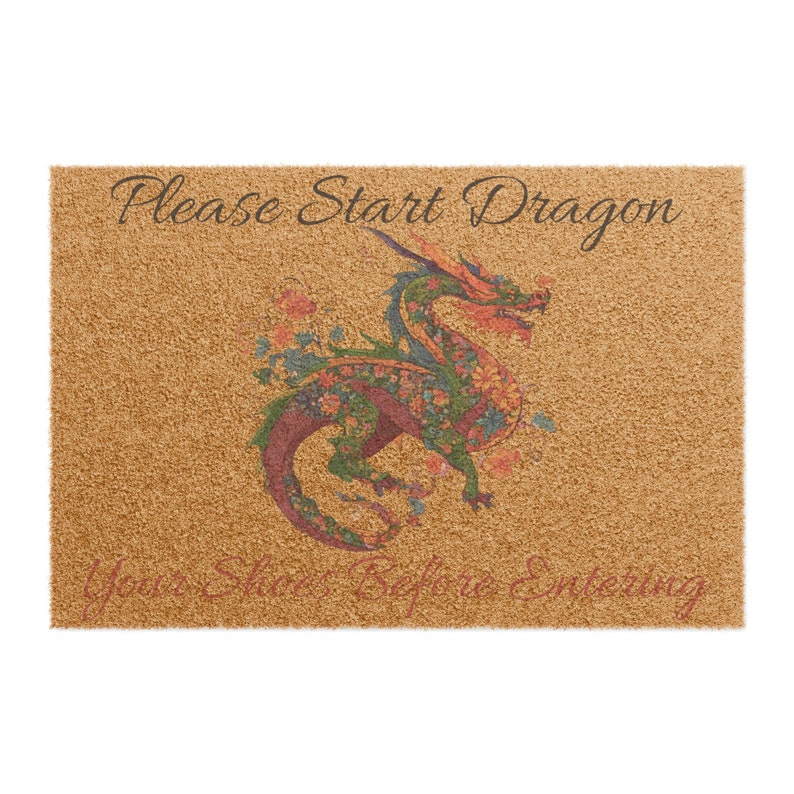 Dragon Doormat Majestic Flower Pattern Japan Lovers Gift Floral Serpent ...