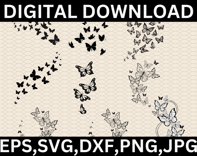 Flying Butterflies Svg Bundle Butterfly Silhouette Design Layout