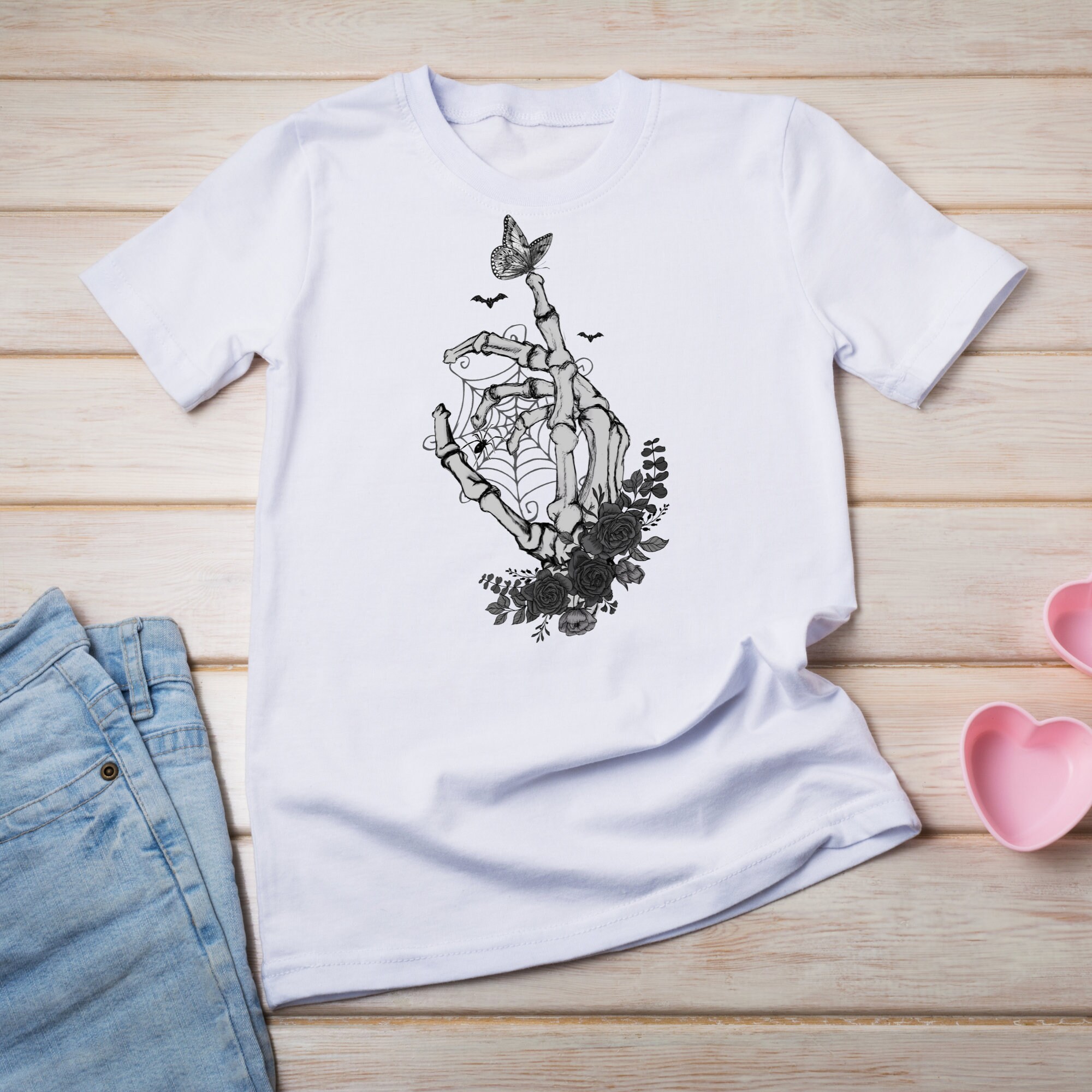 Floral Skeleton Hand Svg Hand With Butterfly Svg Bones - Etsy