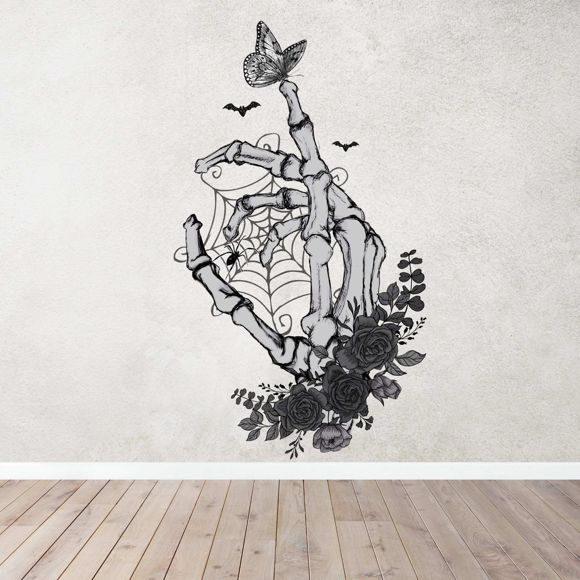 Floral Skeleton Hand Svg Hand With Butterfly Svg Bones - Etsy