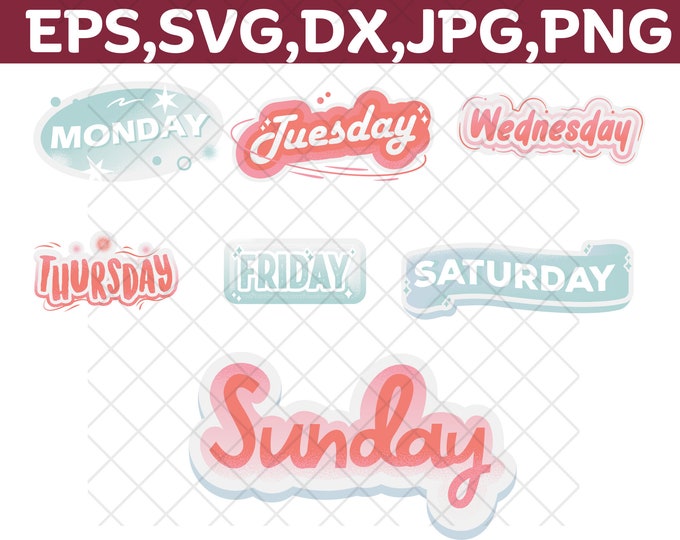 Days of the Week Svg Week Svg Hand Lettered Svg Calendar Svg Days of ...