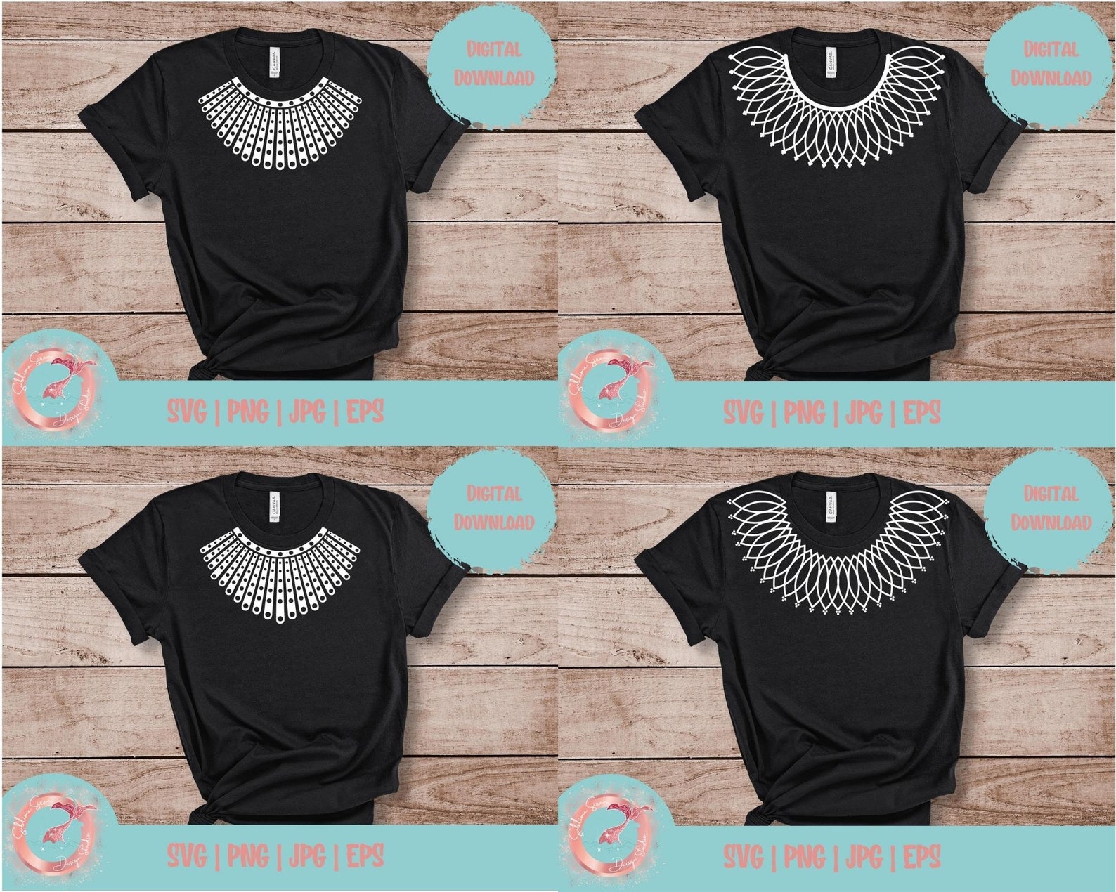 RBG Collar Svgs, I Dissent, Feminist SVG, Reproductive Rights SVG ...