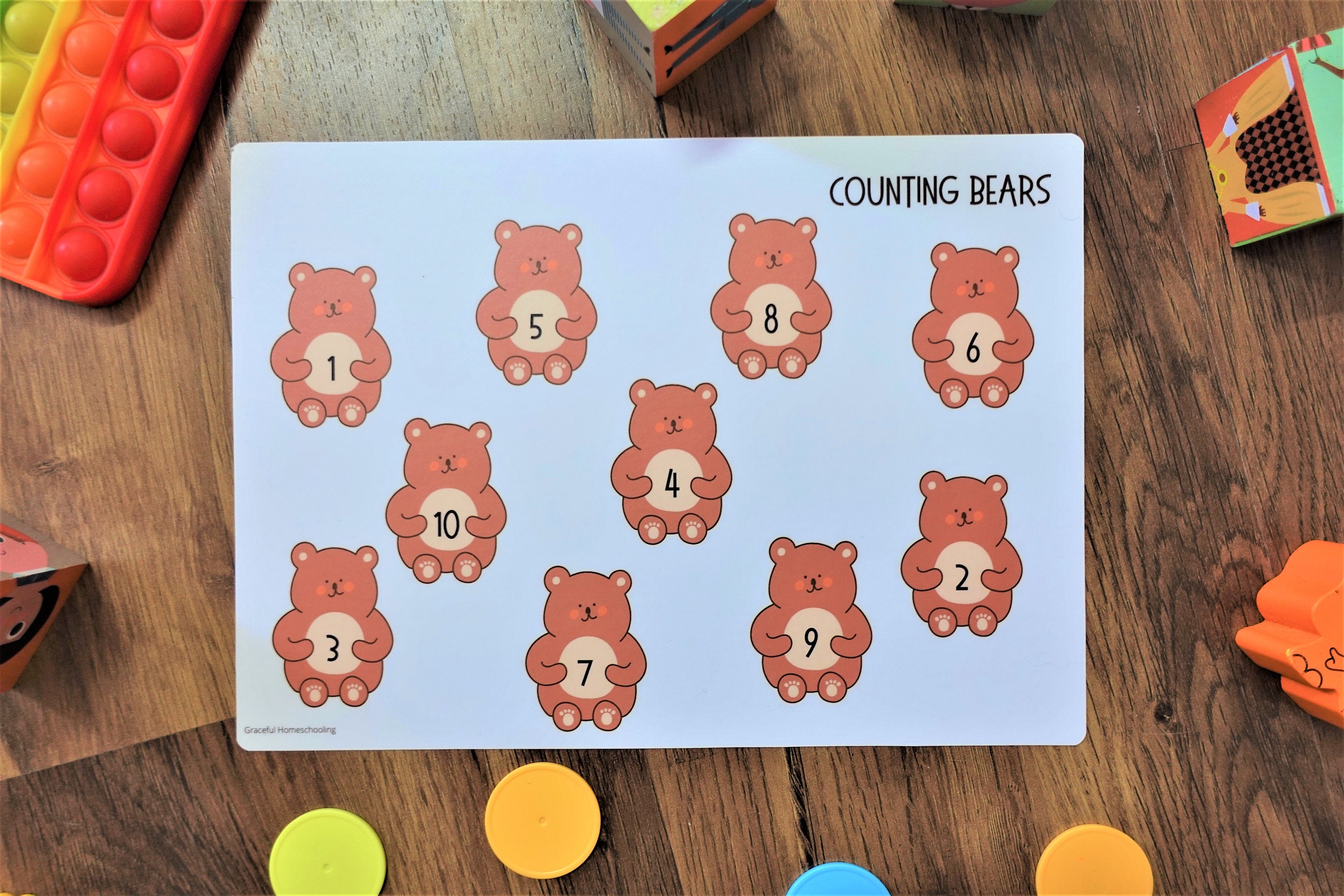 Counting Bears Preschool Math, Learn to Count, Counting Activity Mat ...