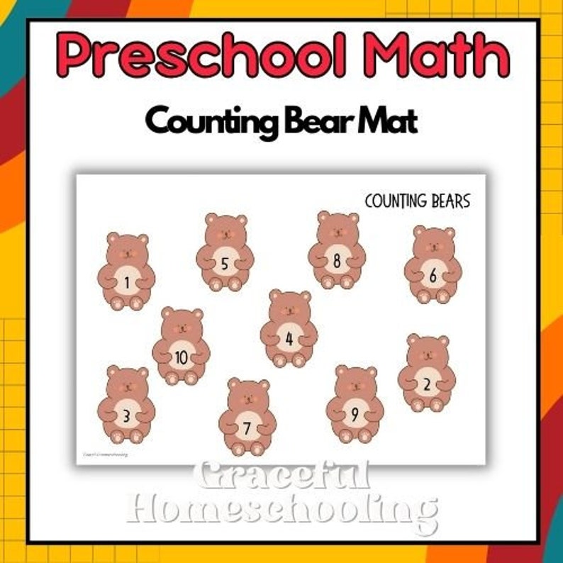Counting Bears Preschool Math, Learn to Count, Counting Activity Mat ...