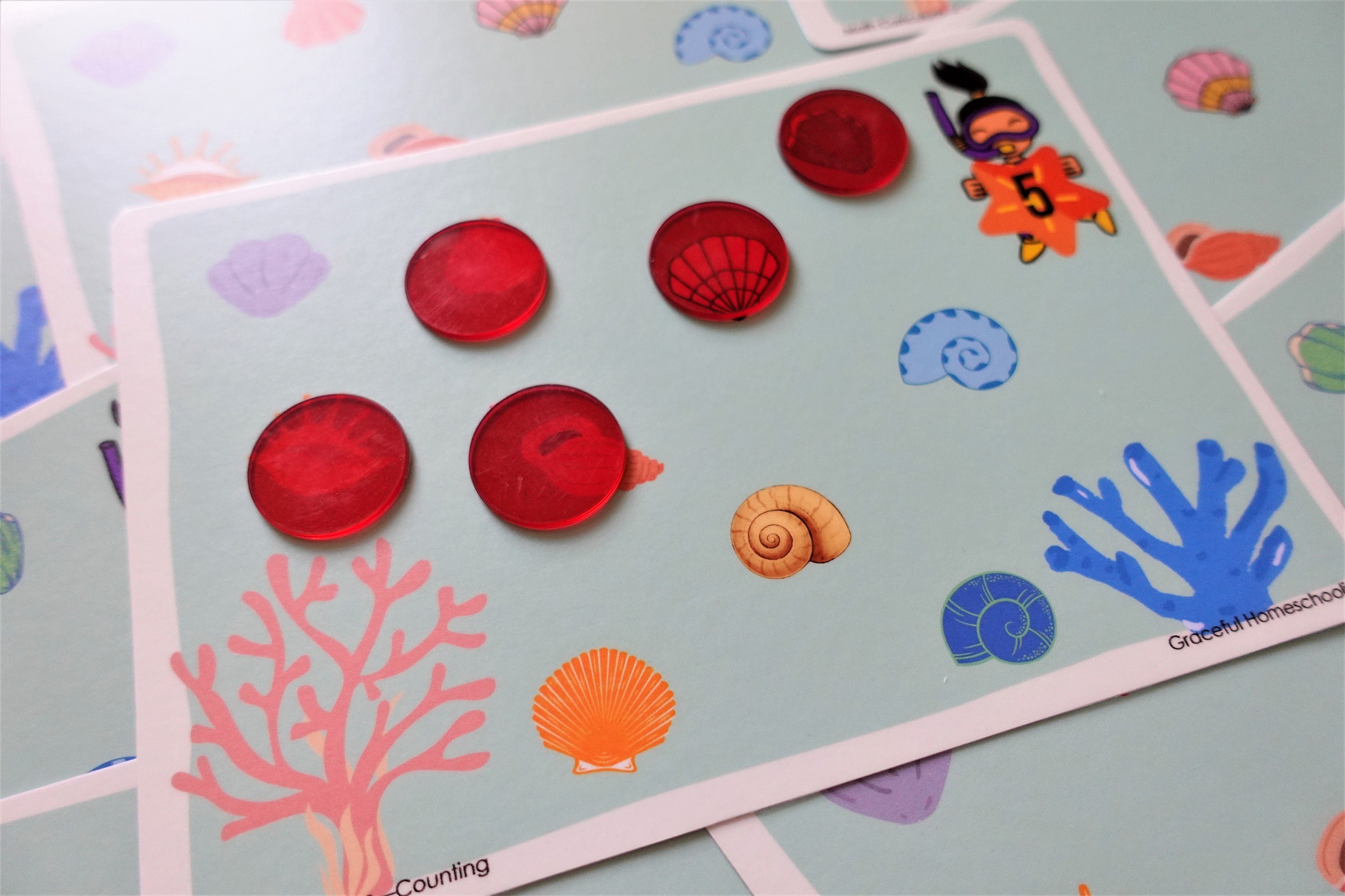 Counting Shells Activity for Preschool, Kindergarten, Classroom ...