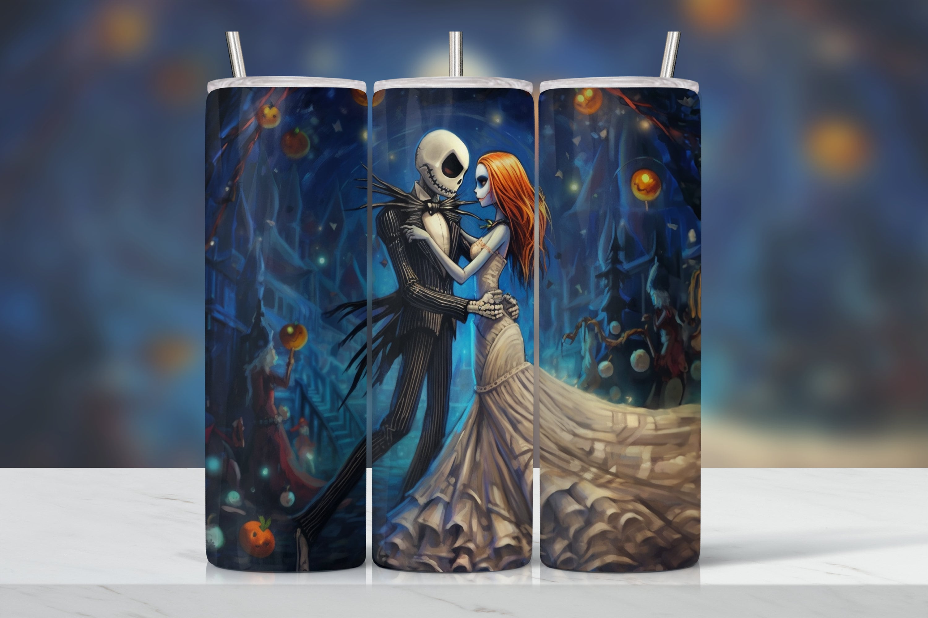 Scary Movie Nightmare Tumbler Wrap, Halloween Tumbler, Jack and Sally ...