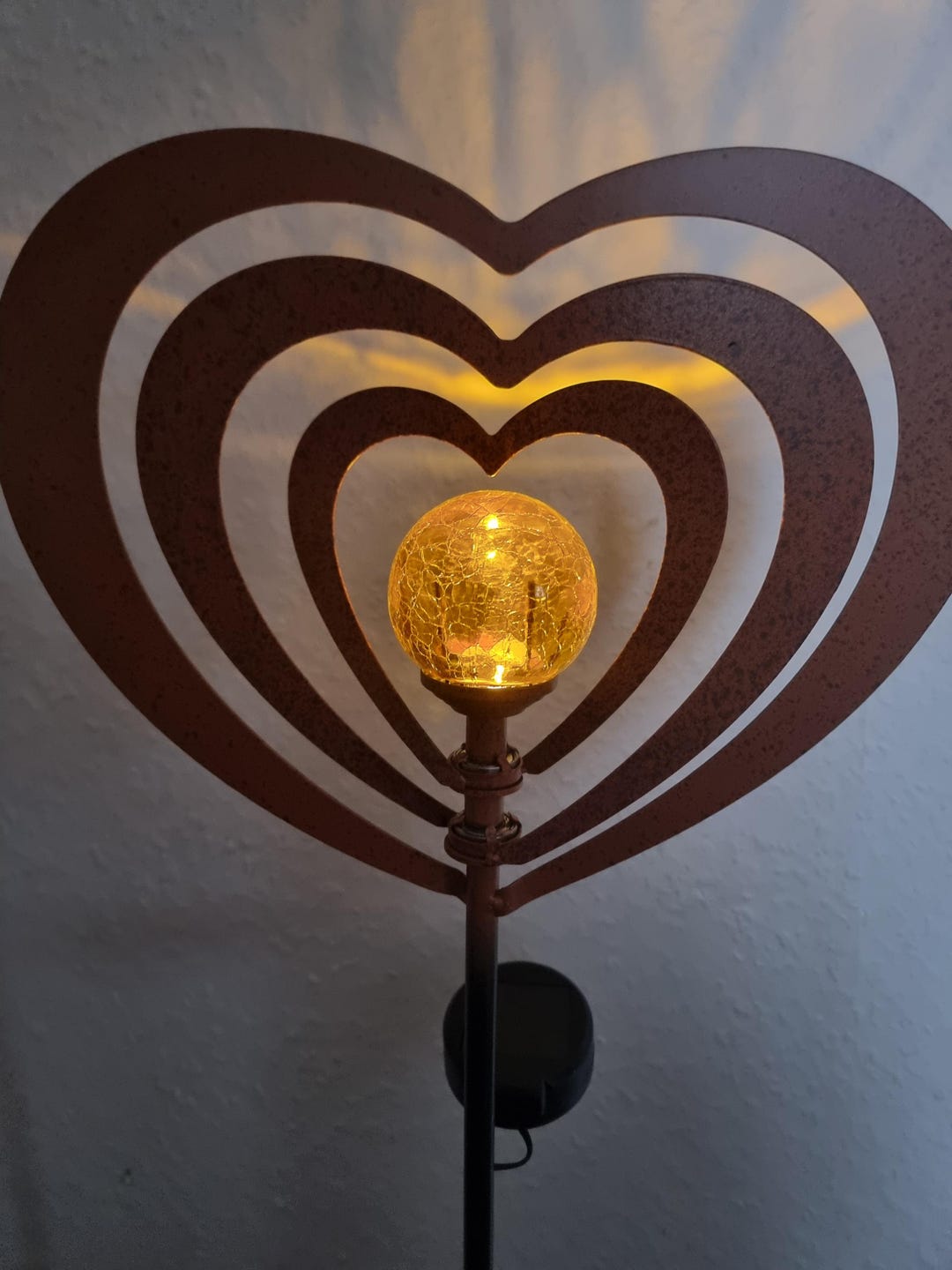 Solar Lamp Garden Wind Chime Wind Wheel Heart Rust Look Lighting ...