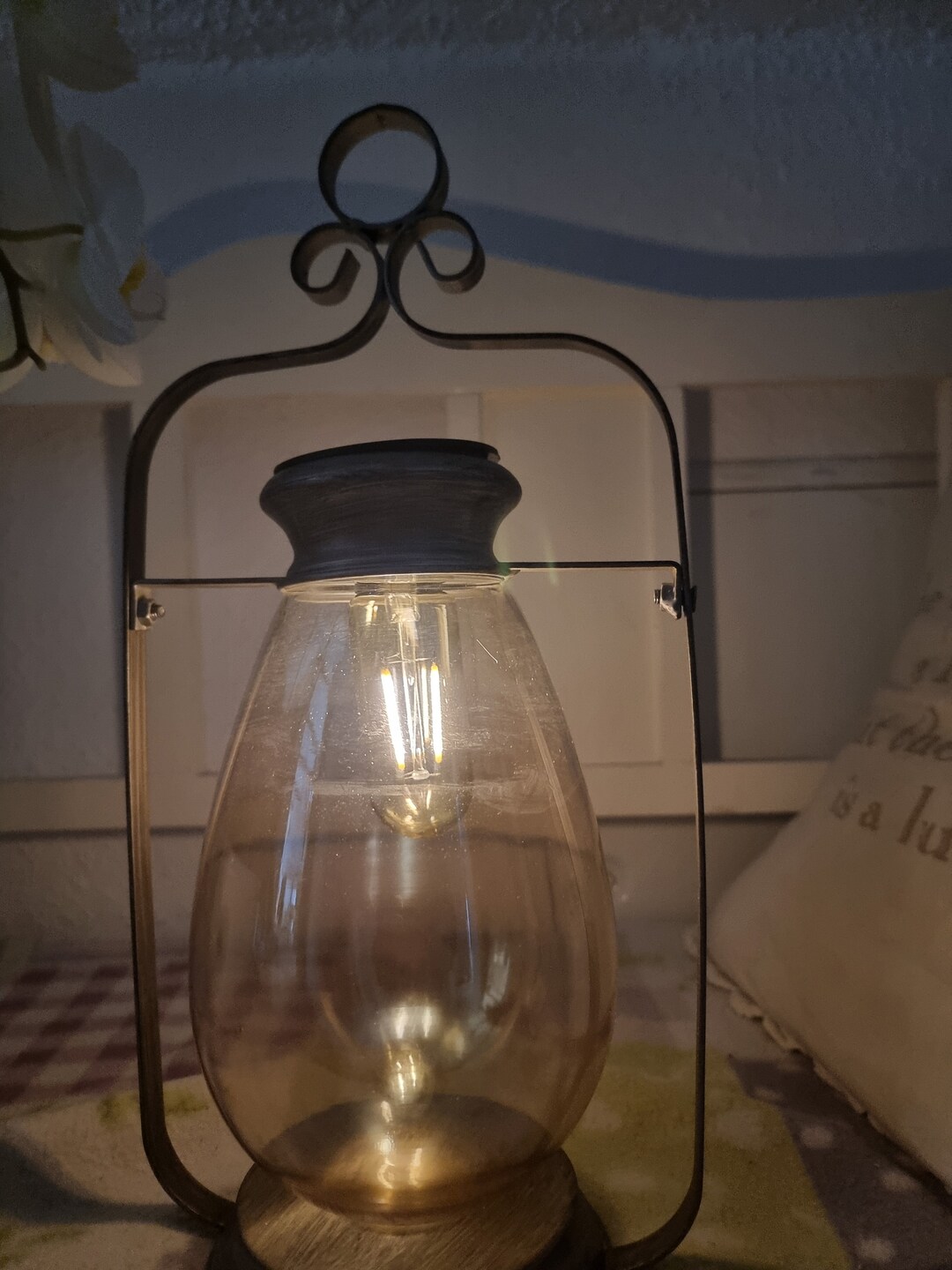 Solar Lamp Garden Nostalgia Lantern Glass Amber - Etsy