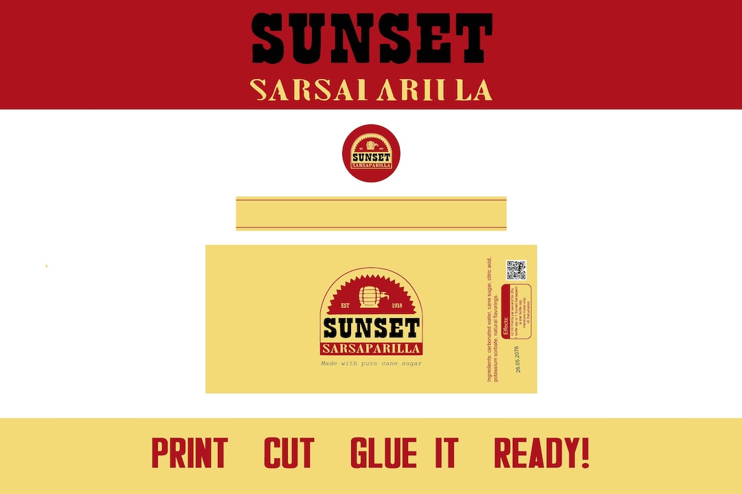 Sunset Sarsaparilla Label for Fans Pdf Label Printable Digital Fan Art ...